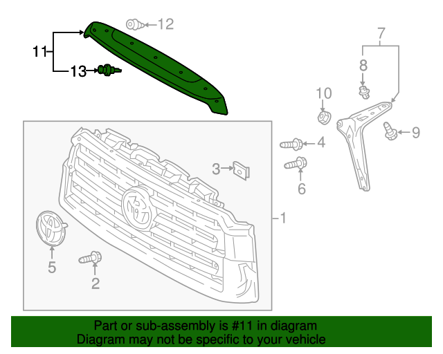 53111-0C240-A1 - Grille Molding - 2018-2021 Toyota Sequoia | DiscMonster