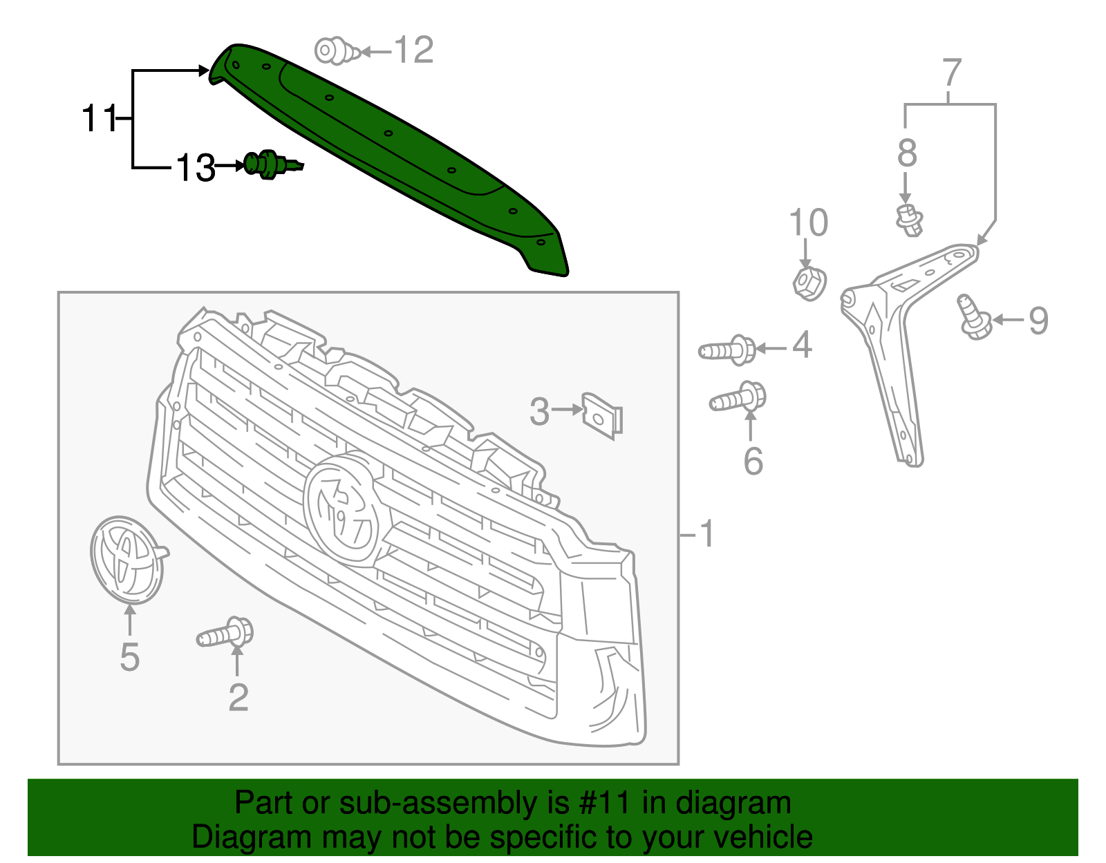 2018-2021 Toyota Sequoia Grille Molding 53111-0C240-A1 | Discount Parts ...
