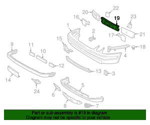 208-885-10-37 - Bumper Impact Absorber 1998-2002 Mercedes-Benz ...