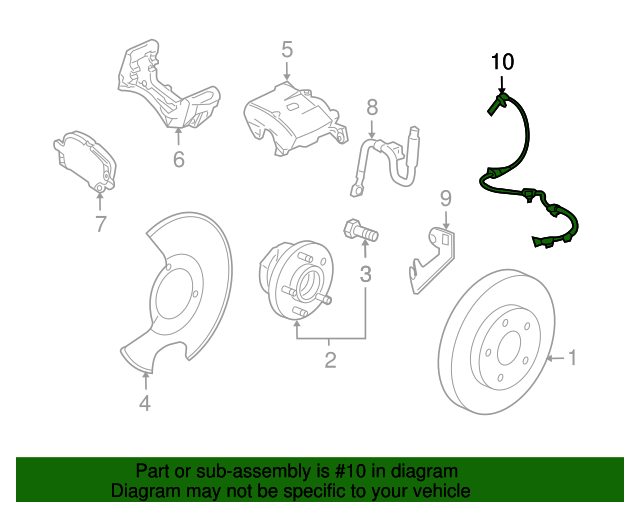 Genuine OEM Front Wheel Speed Sensor Part# 12842287 Fits 2010-2013 ...