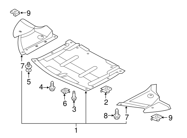 427-825-207 - Radiator Support Splash Shield 2014-2015 Audi R8 ...