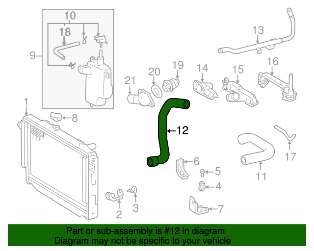 16572-50150 - Radiator Coolant Hose 1998-2007 Toyota Land Cruiser ...