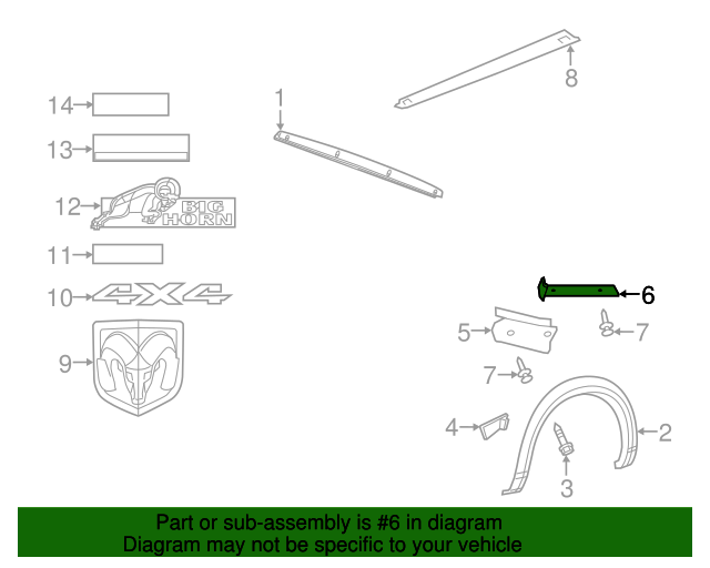 2009-2020 Mopar Side Body Trim Protector 55372937AD | TascaParts.com
