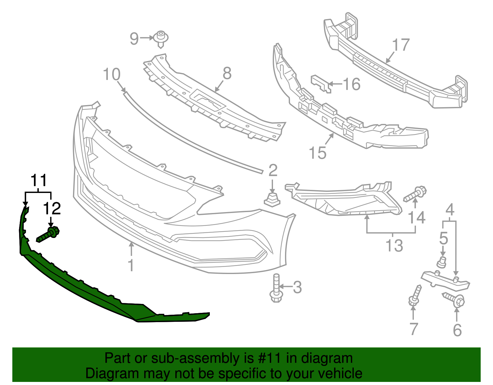 Genuine OEM Lower Grille Part# 86560-C2300 Fits 2015-2017 Hyundai ...