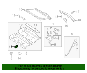 212-680-11-36-8N84 - Pkg Tray Trim Cover 2010-2018 Mercedes-Benz ...