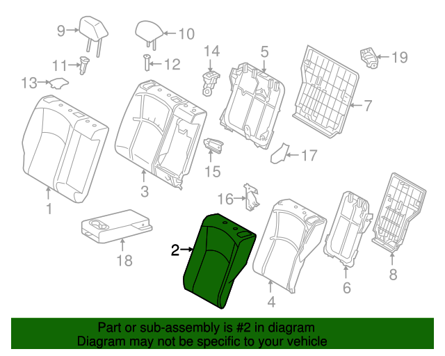 2019-2022 Toyota Seat Back Cover 71078-47540-E5 | AutoNationParts.com