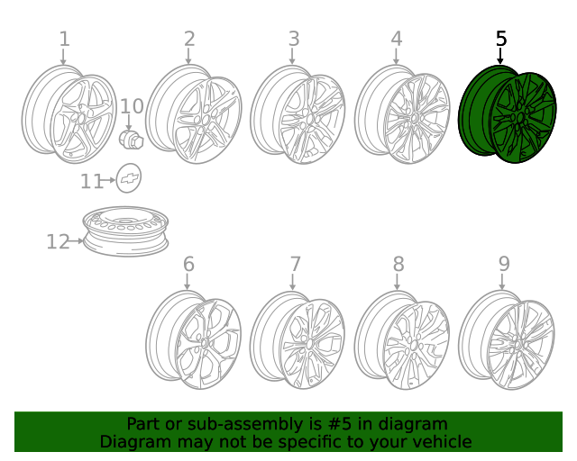 2016-2022 Chevrolet Malibu Front and Rear Wheel 22969723 GM ...