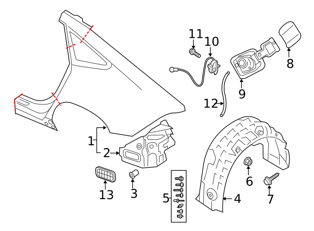 2019-2024 Audi Fender Liner Mount Kit 4K0-098-629 | TascaParts.com