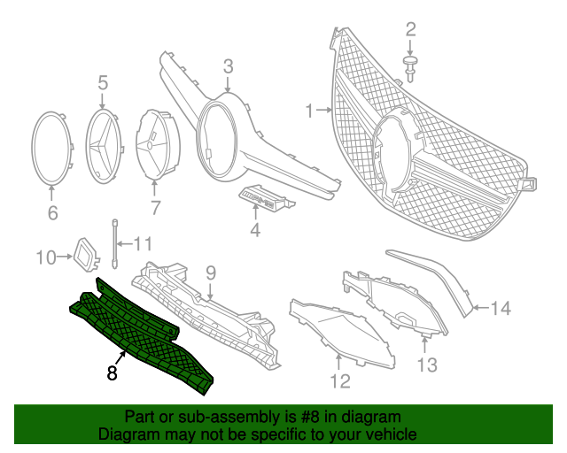 292-885-51-22-28 - Lower Grille 2016-2019 Mercedes-Benz | Mercedes-Benz ...