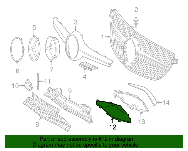 2016-2019 Mercedes-Benz Outer Grille 292-885-54-22-28 | MB OEM Parts