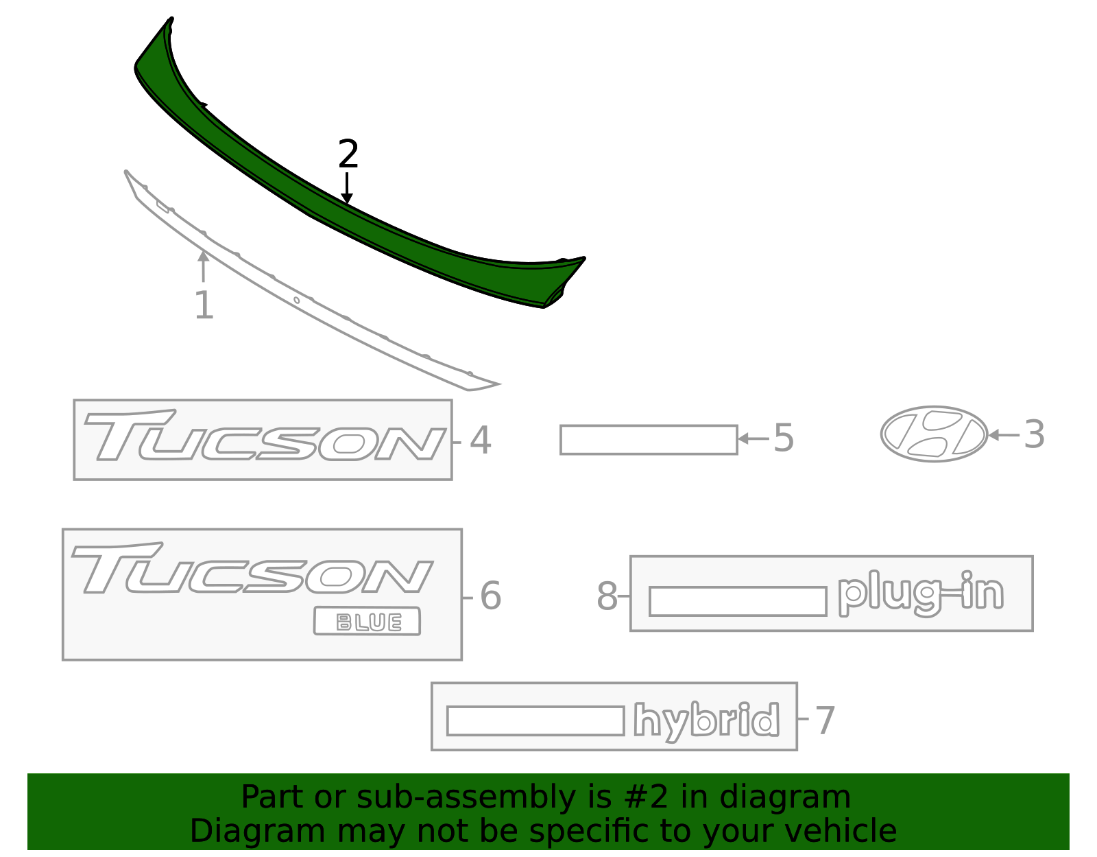 87310-N9000 - Liftgate Finish Panel 2022-2024 Hyundai Tucson ...