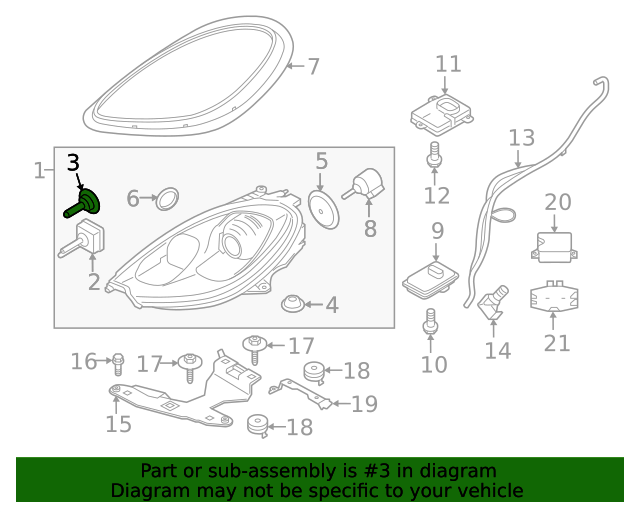 2015-2018 Porsche Macan High Beam Bulb N-107-333-01 | Sunset Porsche Parts