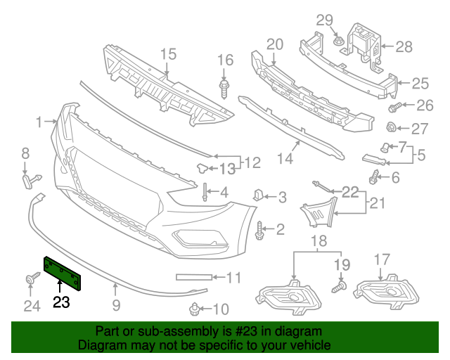 2018-2022 Hyundai Accent License Bracket 86519-J0000 | OEM Parts Online