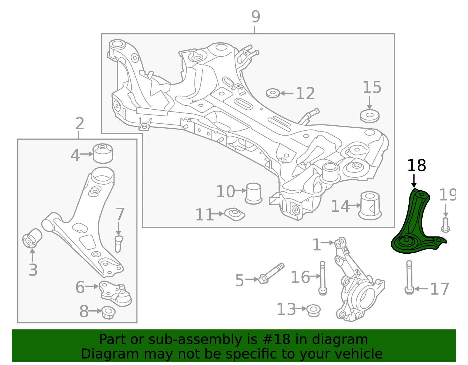 62477-D9000 - Suspension Sub-Frame Reinforcement Bracket 2017-2022 Kia ...