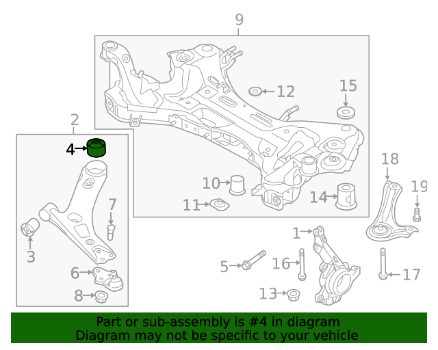 54584-D3000 - Lower Control Arm Rear Bushing 2017-2022 Kia Sportage ...
