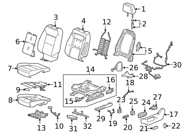 2019-2023 GM Seat Track Adjust Mechanism 13525331 GM | GMPartsDirect.com