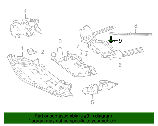 006-990-29-12 - Radiator Support Splash Shield Bolt 2012-2020 Mercedes ...