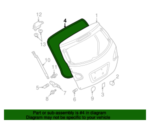 2008-2015 Nissan Weatherstrip 90830-JM00B | OEM Parts Online