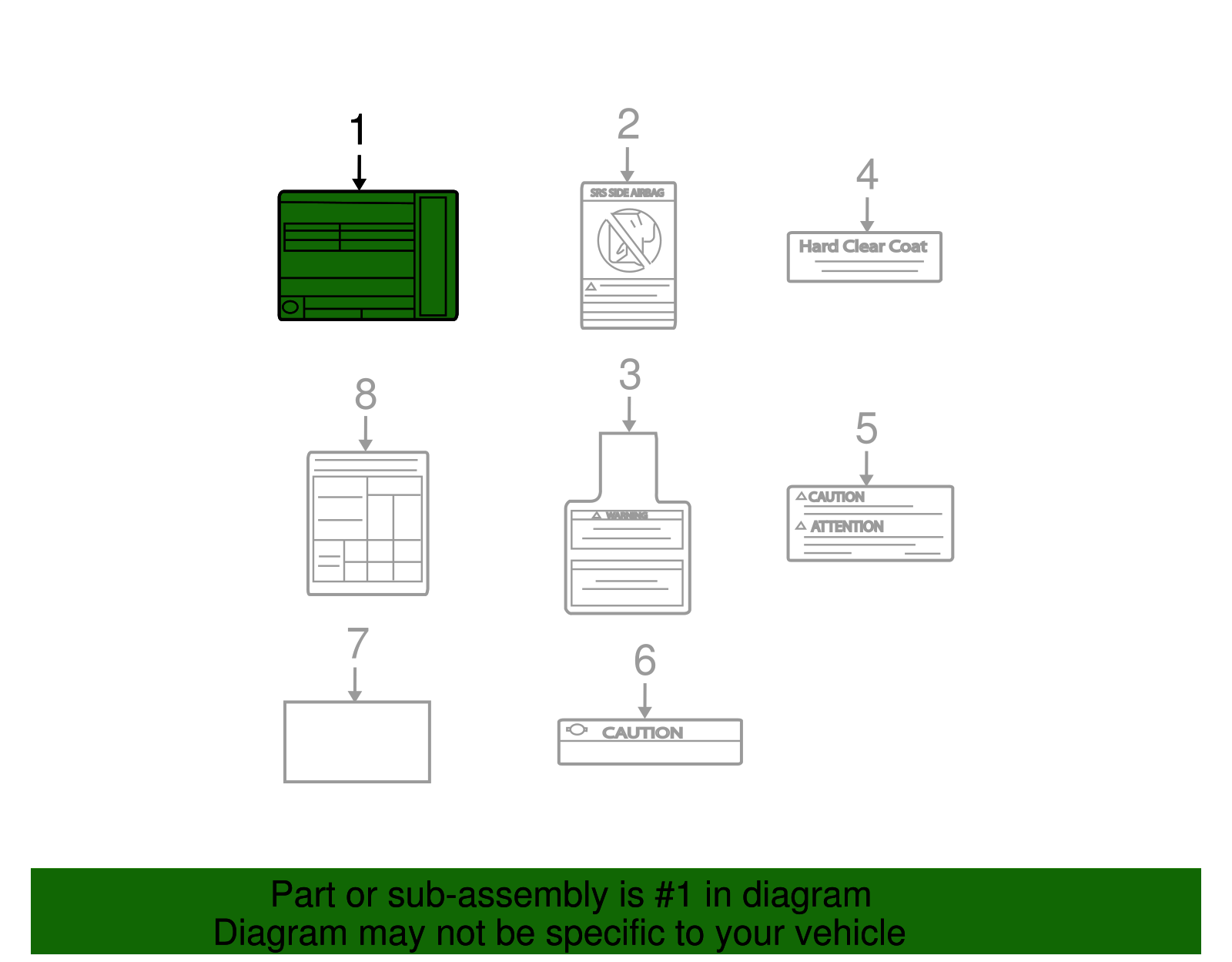 2013 Nissan Rogue Emission Label 14805-1VX1B | Melloy Nissan Parts
