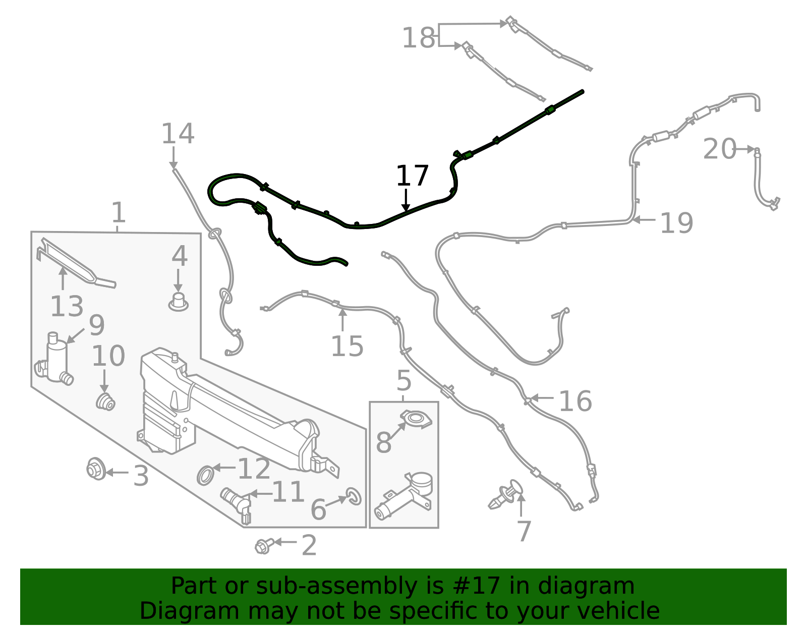 2020-2025 Ford Washer Hose LB5Z-17A605-V | QuirkParts