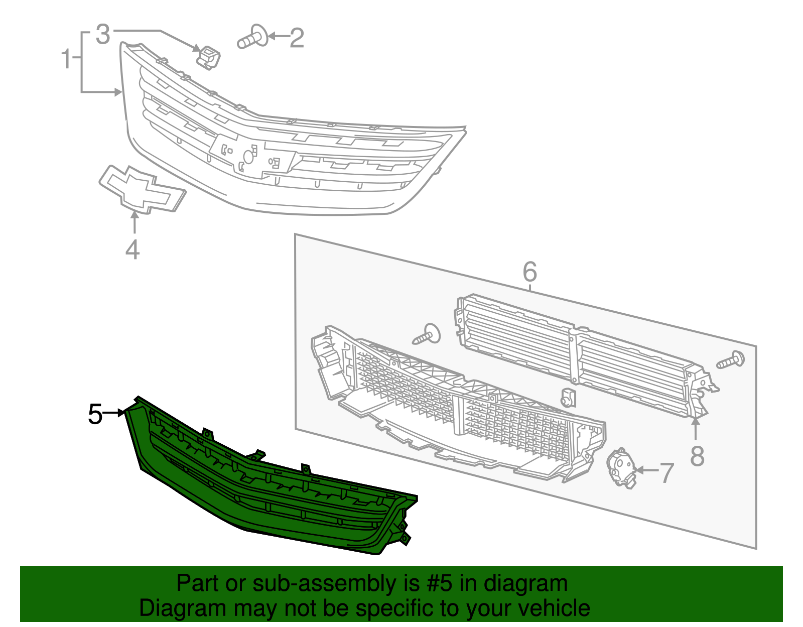 23455348 - Front Lower Grille 2014-2020 Chevrolet Impala | AutoNation Parts