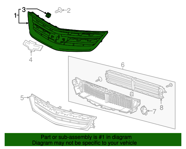 Genuine OEM Front Outer Grille Part# 84720369 Fits 2017-2019 Chevrolet ...