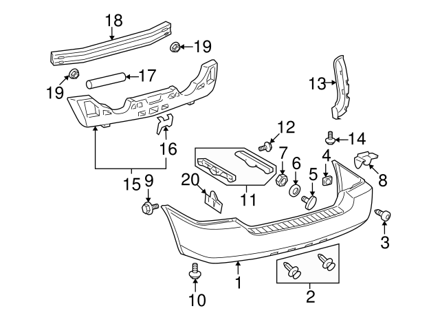 52152-30150 - Bumper Cover Stop 2004-2007 Toyota Highlander ...