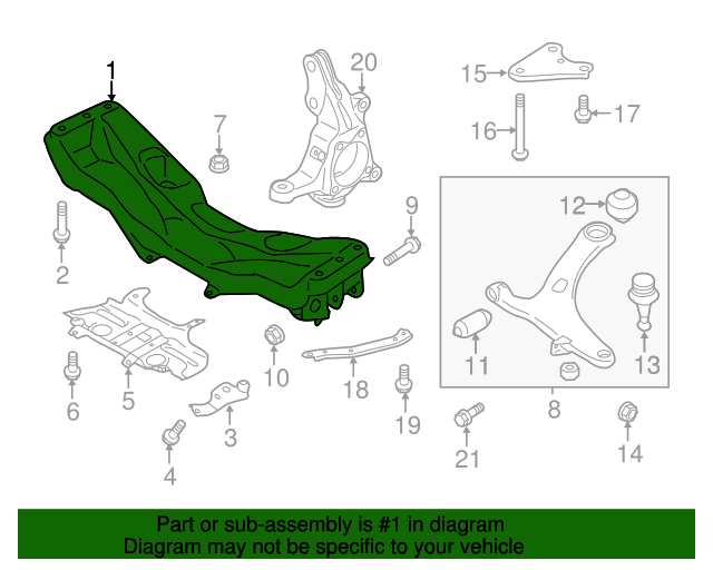 2015-2021 Subaru Crossmember Complete, Front [Bow tie] / VIN Required ...