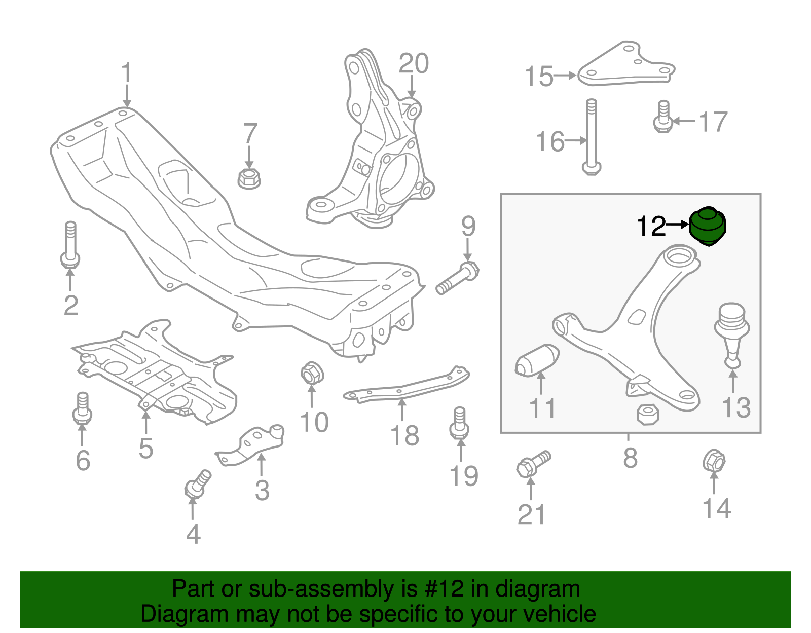 20204VA000 - Lower Control Arm Rear Bushing 2015-2021 Subaru | Subaru ...