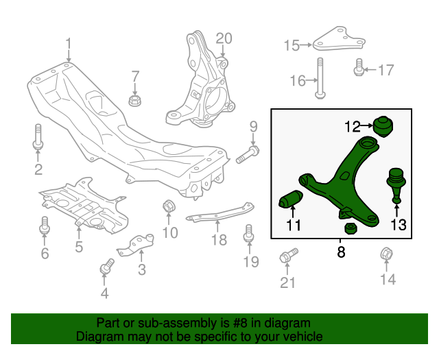 2015-2021 Subaru OEM NEW 2008-2014 Subaru Lower Control Arm Assembly ...