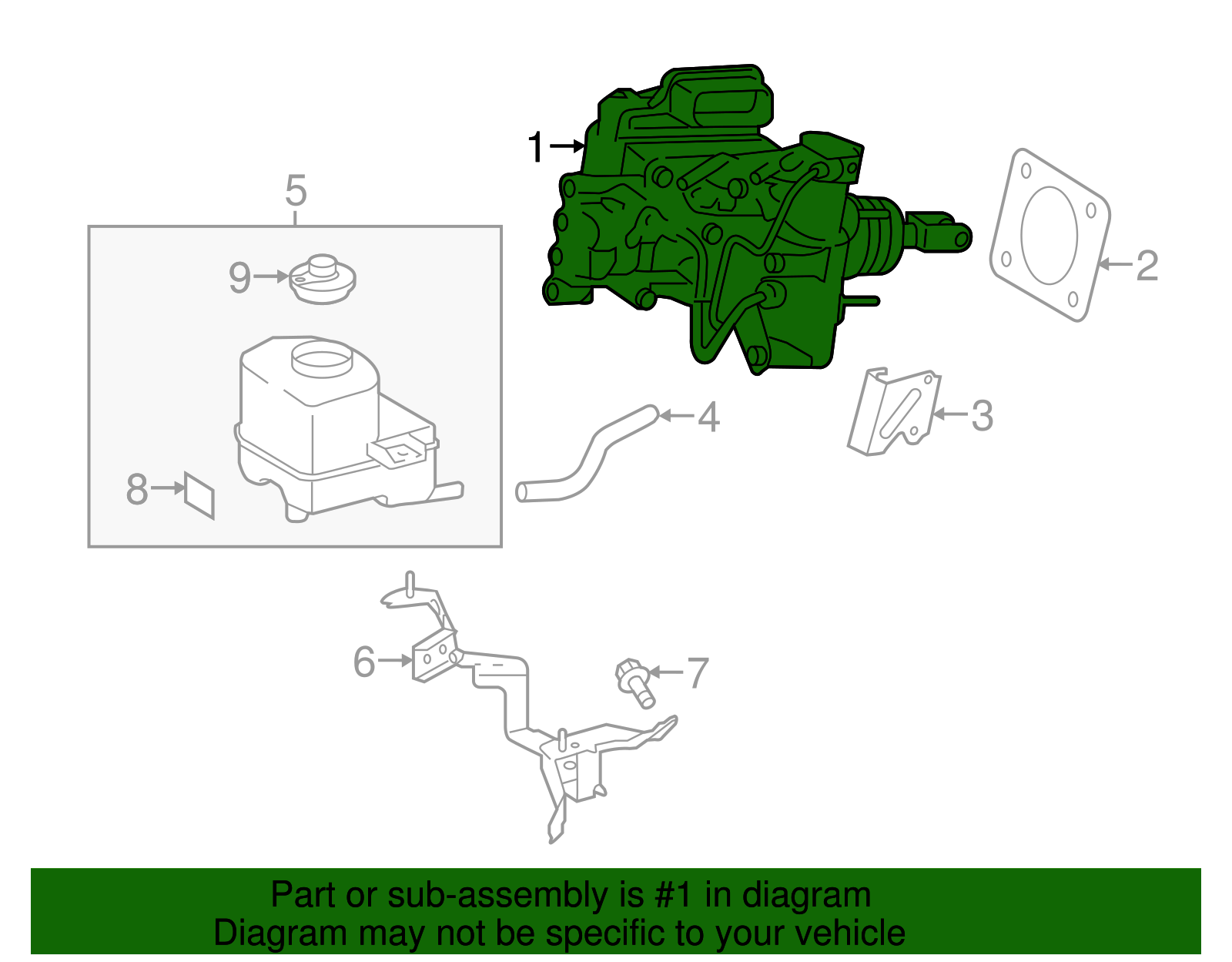 2014-2015 Toyota Prius C Brake Booster 47050-52220 | Toyota Parts Center