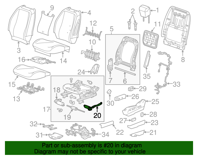 13578634 - Driver Seat Vertical Adjuster Actuator - 2010-2020 GM | OEM ...
