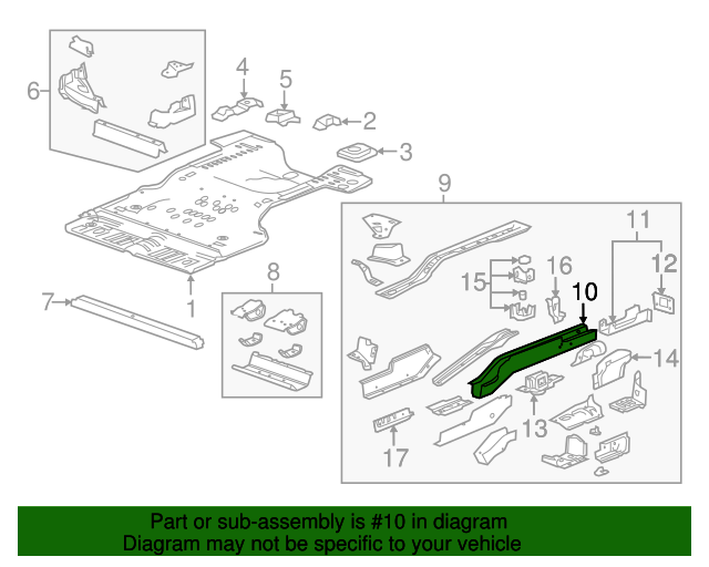 2010-2016 Cadillac SRX Passenger Side Rear Compartment Floor Panel Rear ...