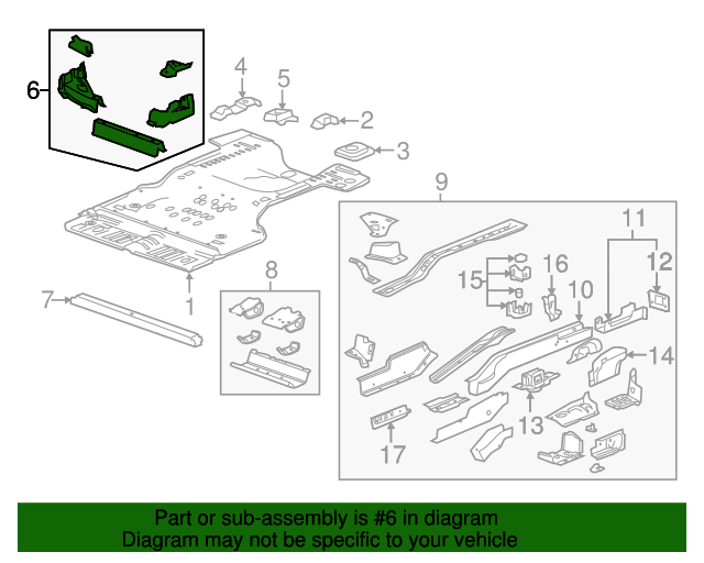 2010-2016 Cadillac SRX Number 5 Floor Panel Cross Bar 20894723 ...