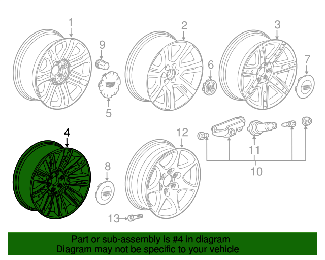 2015-2020 Cadillac 22x9 Aluminum Wheel 84588749 GM | GMPartsDirect.com