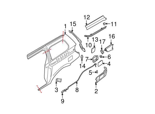 2004-2009 Nissan Quest Guide Rail Clip 82849-5Z001 | TascaParts.com