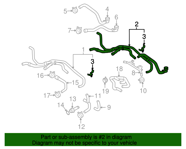 7L0-121-156-E - Water Hose Assembly 2007-2010 Audi Q7 | Audi OEM Parts