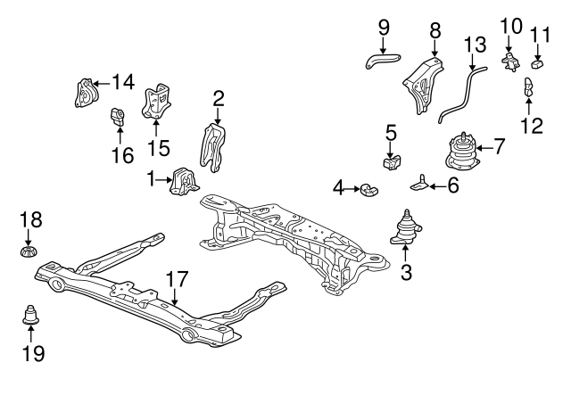 1998-2002 Honda Accord Rubber Assembly, Rear Engine Mounting (ECM ...