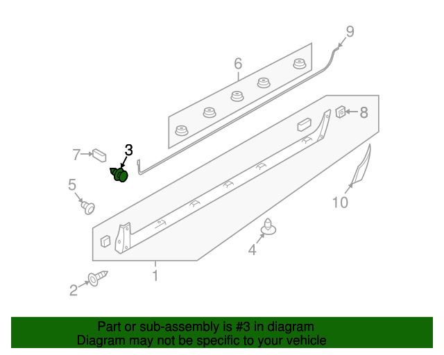 2009-2011 Nissan Cube Rocker Molding Clip 76882-AZ100 | Melloy Nissan Parts