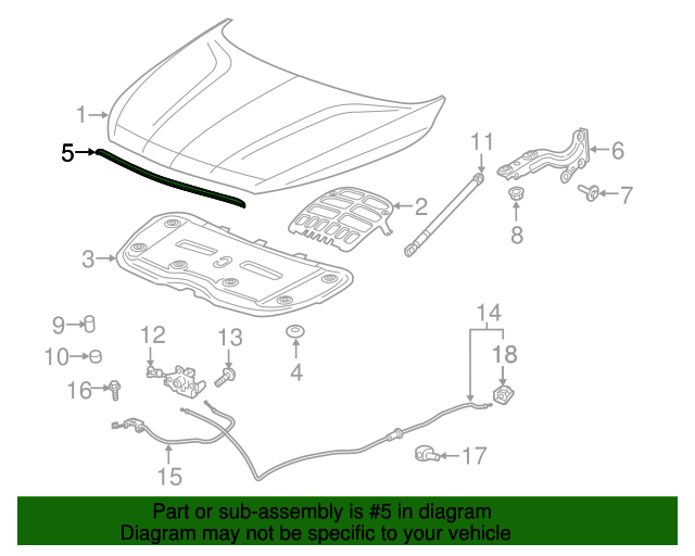 84393408 - Hood Front Edge Weatherstrip 2018-2021 Buick Enclave ...