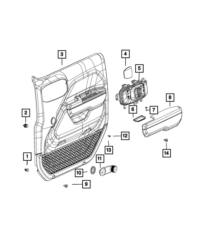 2020 Jeep Wrangler Front Door Trim Armrest, Left 6RL55TX7AC | Mopar Estores