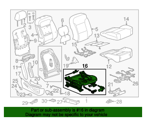 13518951 - Front Passenger Side Seat Cushion Frame 2014-2020 GM ...