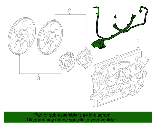 2011-2013 Buick Regal Engine Cooling Fan Wiring Harness 22967664 ...
