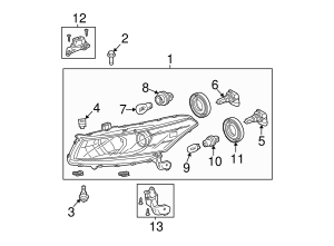 06150-TE0-A11 - Bracket Kit, L Headlight Mounting (B) - 2008-2012 Honda ...