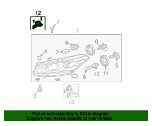 06150-TE0-A01 - Bracket Kit, L Headlight Mounting (A) - 2008-2012 Honda ...