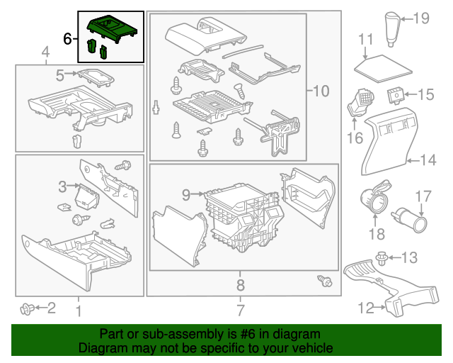 58805-0C090-C0 - Console Trim Panel (Rear, Upper) - 2014-2021 Toyota ...