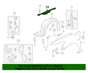 74206-TP6-A00 - Garnish, R Front Fender 2010-2015 Honda | Honda Parts ...