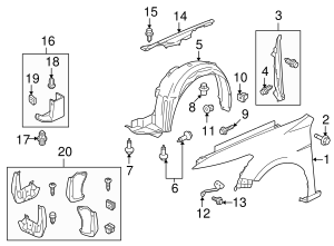 74105-TP6-A00 - Enclosure R Front Fender - 2010-2015 Honda | Honda Car ...