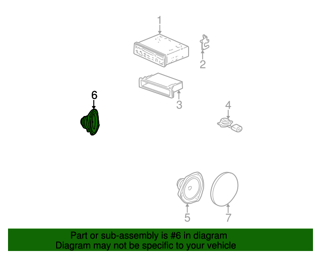 39120-S1A-G11 - Speaker Assembly (16CM) (Single Cone) (Matsushita) - 2002-2004 Honda Odyssey ...