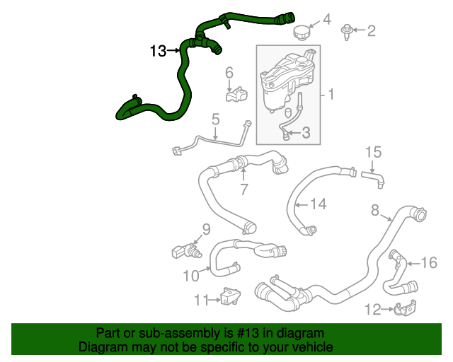 Genuine OEM Outlet Hose Part# LR039407 Fits 2013-2015 Land Rover LR2 ...